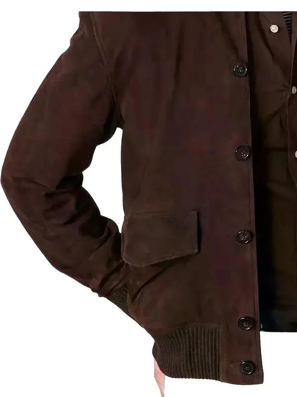 Officine Générale Suede Bomber Jacket - Brown