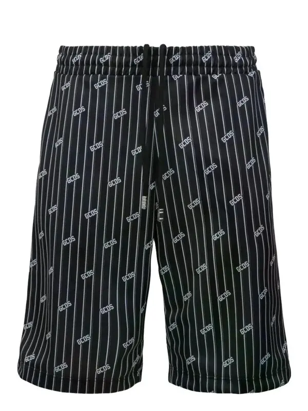 Gcds Logo-print Pinstripe Shorts - Black