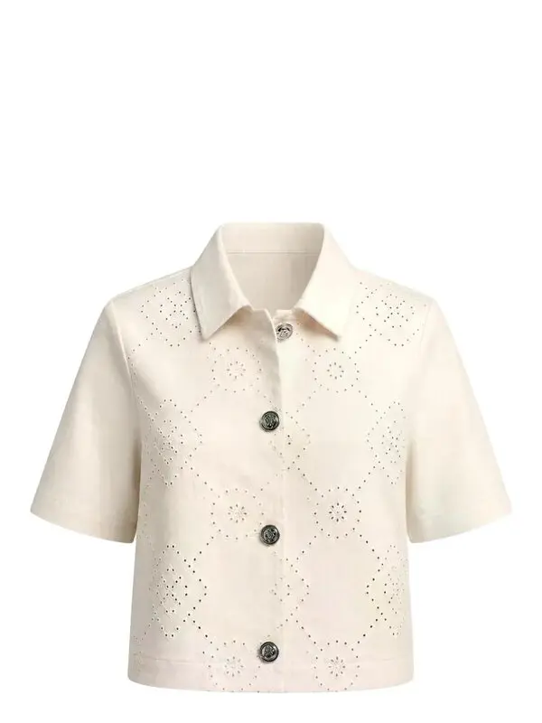 Dkny Broderie Anglaise Cropped Shirt - Neutrals