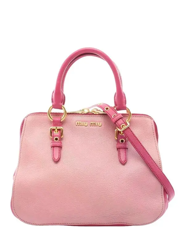 Miu Miu Madras Leather Tote Bag - Pink