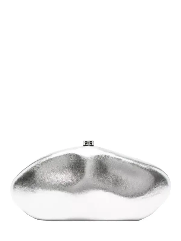 Cult Gaia Metallic Effect Pebble Clutch Bag - Silver