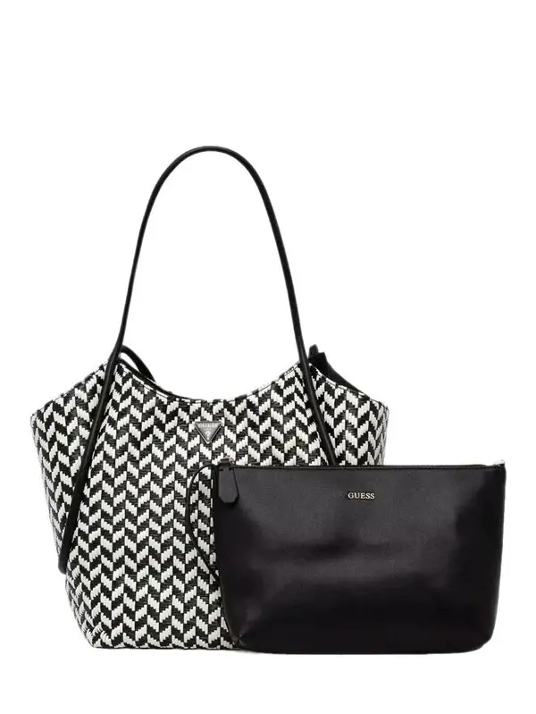Guess Tessi Chevron-weave Tote Bag - Black