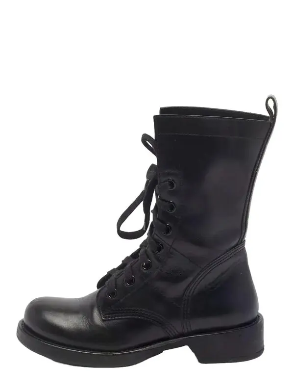 LOUIS VUITTON Monogram Lace-up Combat Boots - Black