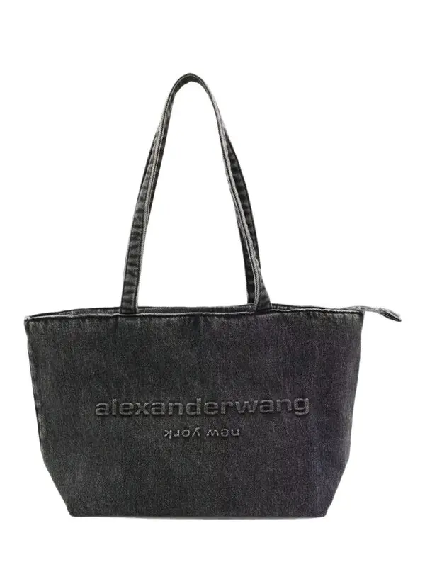 Alexander Wang Logo Embossed Denim Tote Bag - Grey