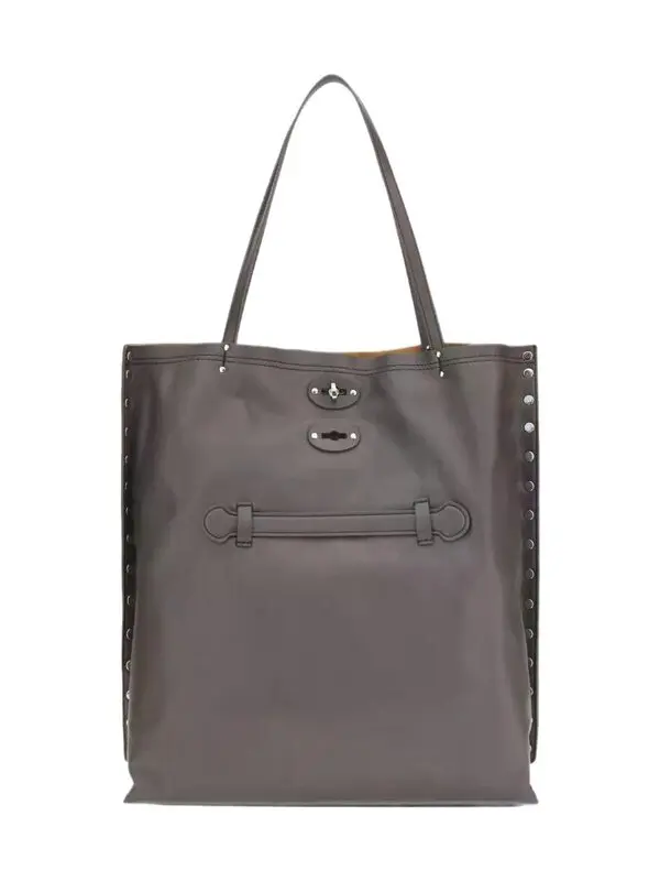 ZANELLATO Medium A'spasso Studded Leather Tote Bag - Grey