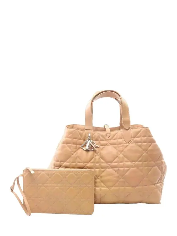 Dior Large Calfskin Macrocannage Toujours Tote Bag - Brown