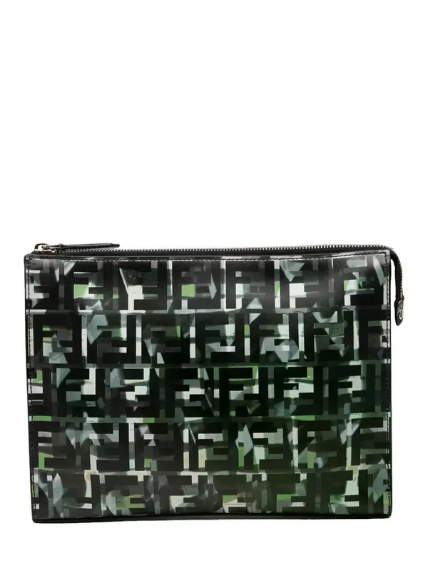 Fendi Ff 1974 Nylon Camouflage Clutch Bag - Black