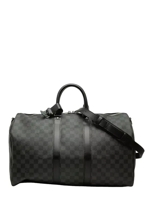 LOUIS VUITTON Damier Graphite Keepall Bandouliere 45 Travel Bag - Black