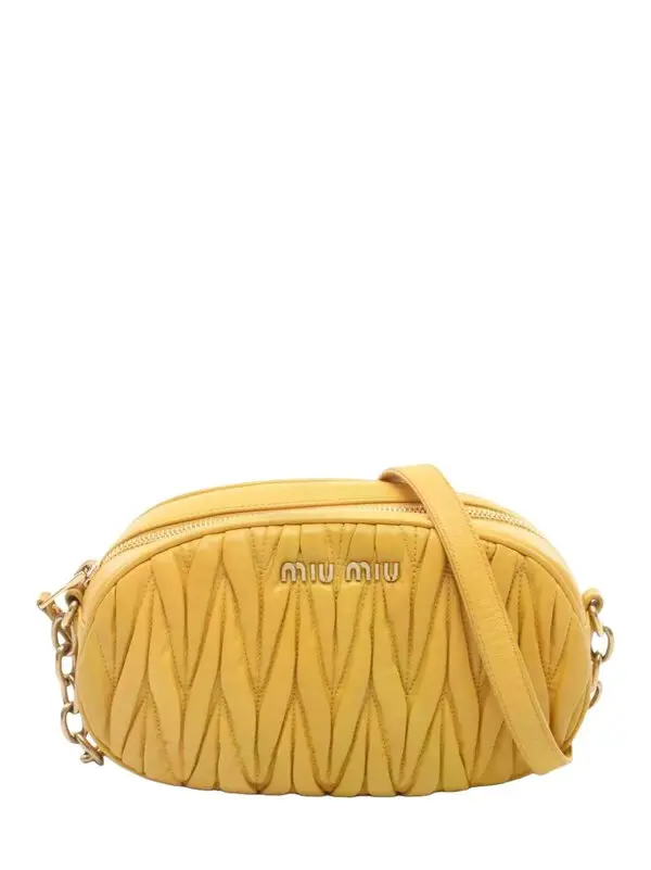 Miu Miu Matelassé Chain Shoulder Bag - Yellow