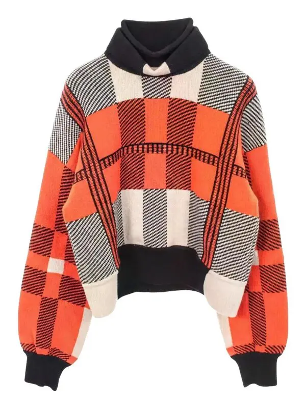 Hermès Geometric Pattern Turtleneck Sweater - Orange