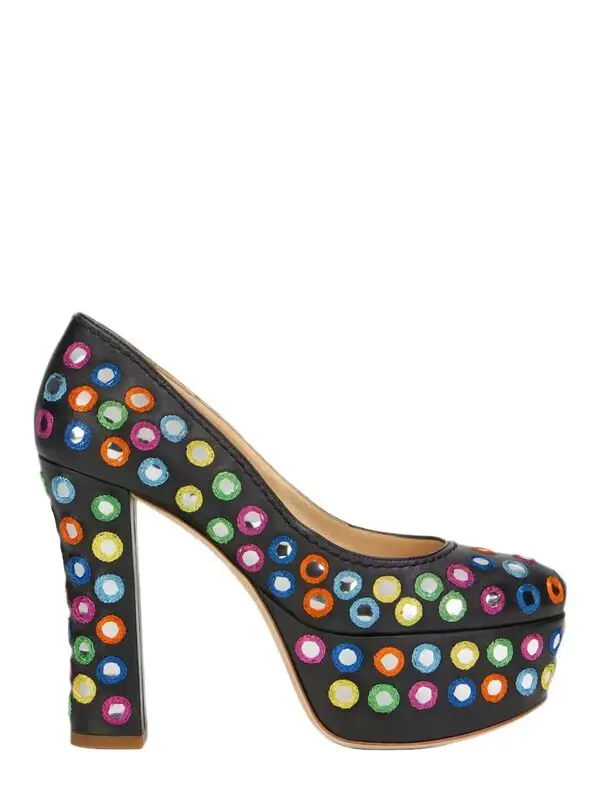 Moschino Mirror-embellished Platform Pumps - Black