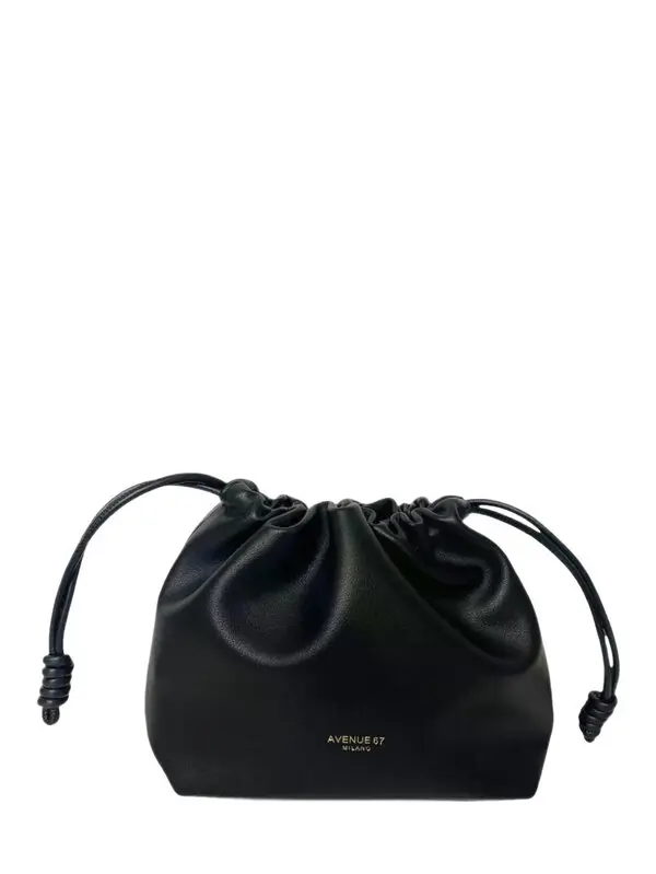 AVENUE 67 Cynthia Drawstring Soft Leather Clutch Bag - Black