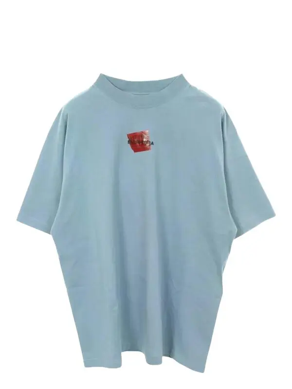 Balenciaga Logo Print T-shirt - Blue