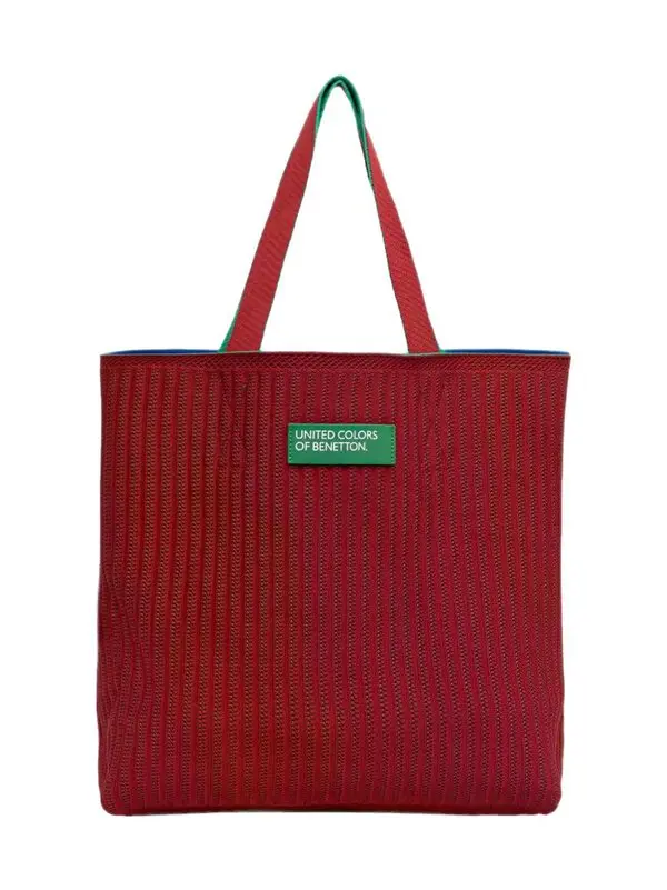 BENETTON Ribbed Knit Tote Bag - Blue