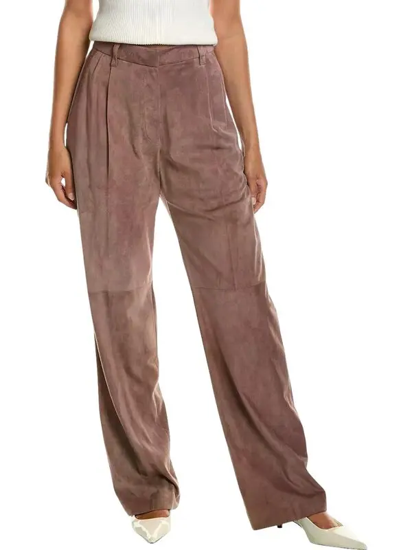 Brunello Cucinelli Wide-leg Suede Trousers - Pink