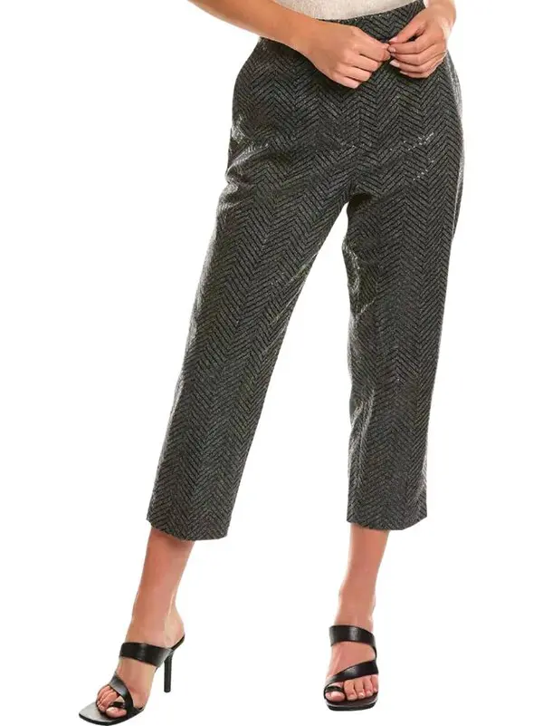 Brunello Cucinelli Sequin-embellished Chevron Pattern Cropped Trousers - Grey