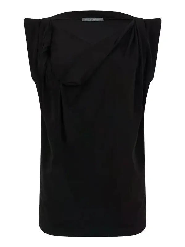 Alberta Ferretti Draped Padded-shoulder Top - Black