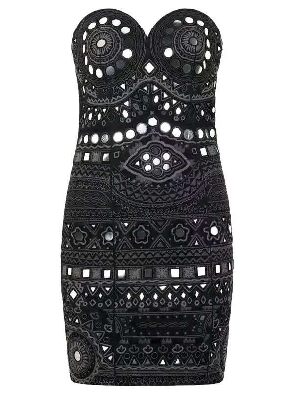 Moschino Strapless Mini Dress With Mirror Embellishment - Black