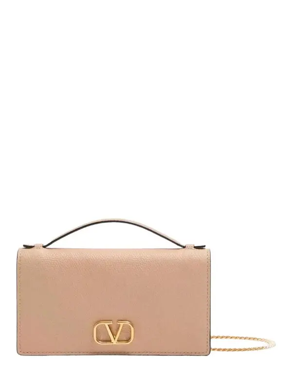 Valentino Garavani Vlogo Signature Leather Shoulder Bag - Neutrals