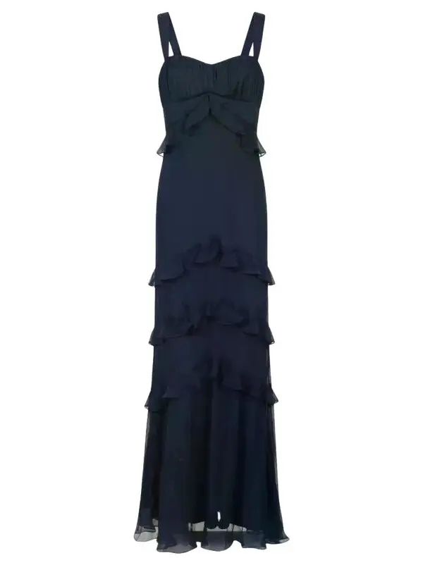 Saloni Chandra Ruffled Maxi Dress - Blue