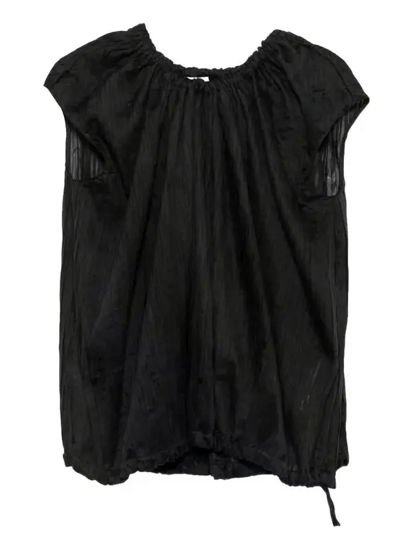 Sú Plissé-effect Sleeveless Blouse - Black