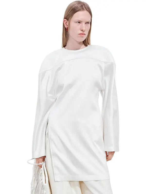 Bottega Veneta Wool And Silk Satin Top - Chalk