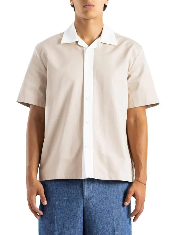 JIL SANDER Relaxed Fit Short-sleeve Shirt In Cotton And Silk With French Collar - Natural