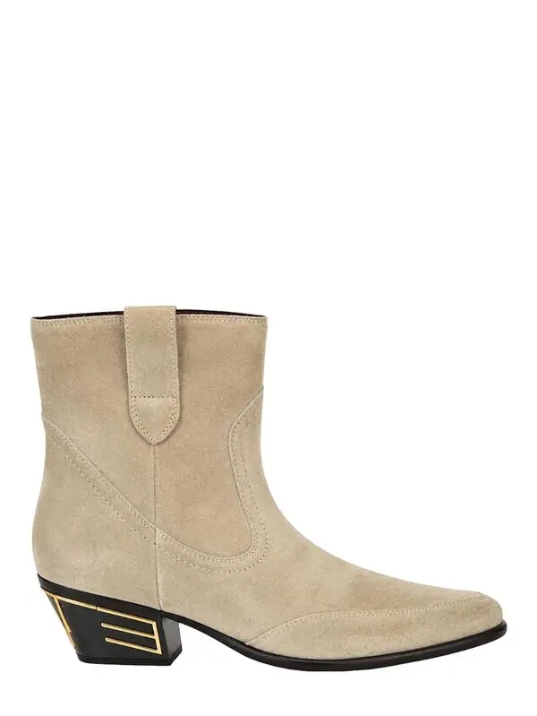 Etro Suede Cowboy Ankle Boots With Tapered Toe And Low Heel - Brown
