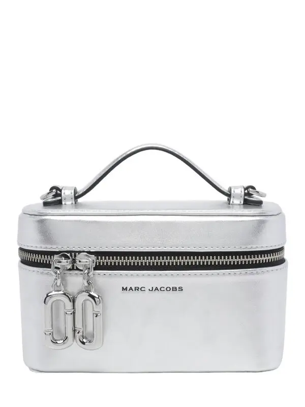Marc Jacobs The Vanity Laminated Leather Handbag With Logo Charm - Silver