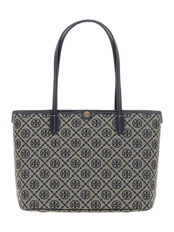 Tory Burch T Monogram Small Cotton Tote Bag - Beige