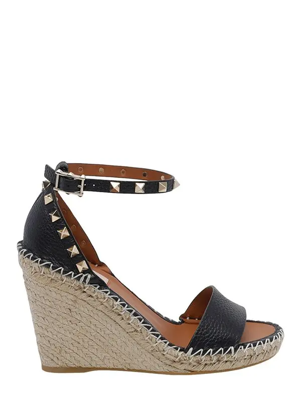 Valentino Garavani Studded Wedge Espadrilles - Black