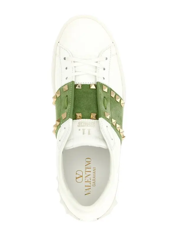 Valentino Garavani Rockstud Untitled Leather And Suede Sneakers - Green