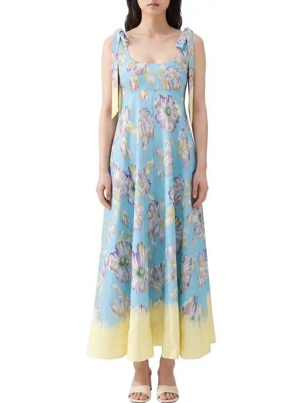 ALEMAIS Floral Print Linen Maxi Dress - Multicolor