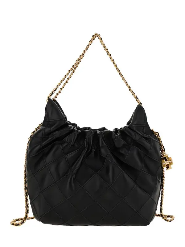Tory Burch Fleming Mini Leather Shoulder Bag - Black