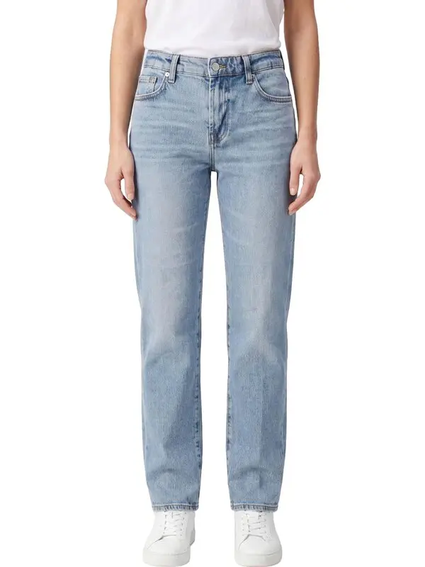 7 For All Mankind Mid-rise Straight Jeans In Cotton - Denim