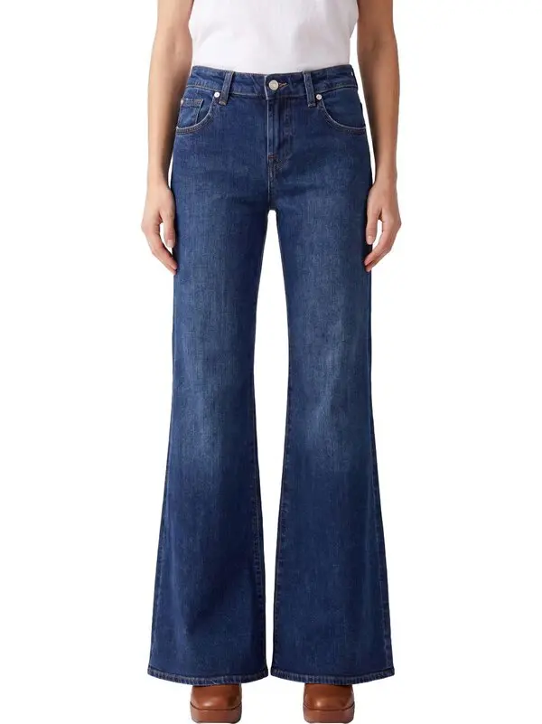 7 For All Mankind High-waisted Flare Jeans In Stretch Denim - Blue