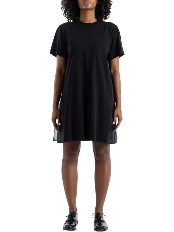 Sacai Short-sleeved Crewneck T-shirt Mini Dress - Black