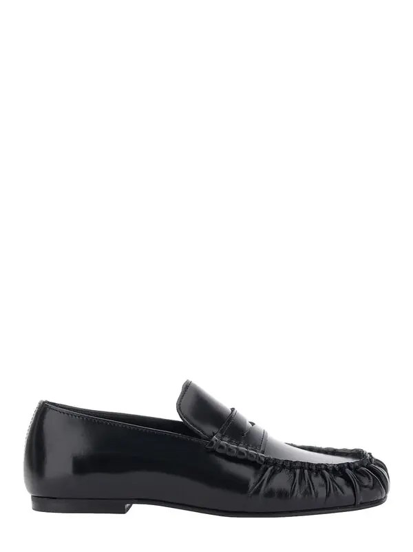ALOHAS Aven Loafers In Brushed Leather With Penny Bar - Black