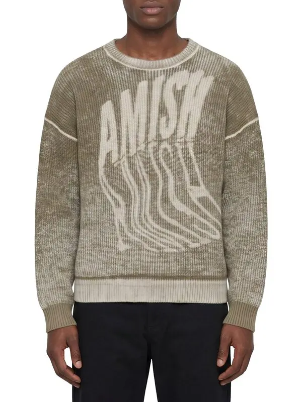 AMISH SUPPLIES Crewneck Jumper With Contrasting Logo - Green