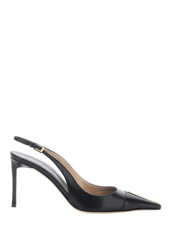 TOM FORD Smooth Leather Slingback Pumps With Stiletto Heel And Monogram - Black