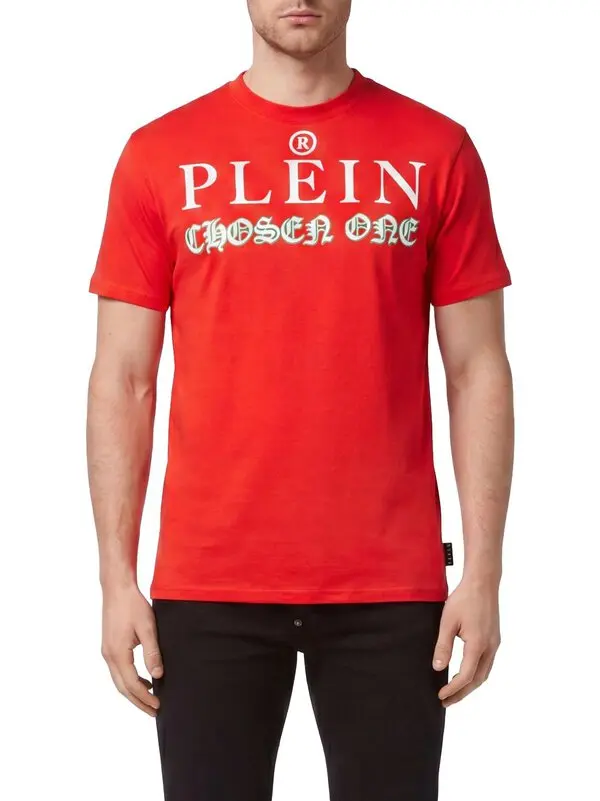 Philipp Plein Cotton Crew-neck T-shirt With Logo Lettering Print - Red