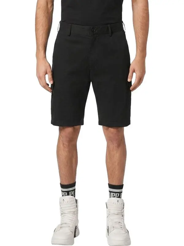 Philipp Plein Knee-length Cargo Shorts In Cotton - Black