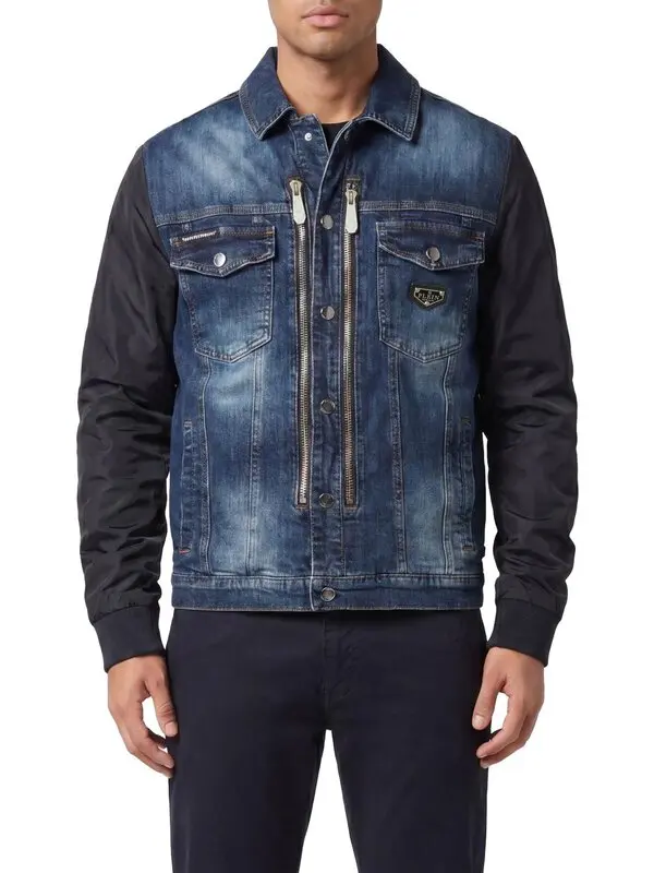 Philipp Plein Jacket With Zip Closure And Patch Pockets - Denim