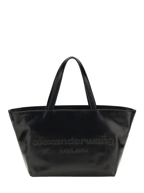 Alexander Wang Leather Tote Bag With Tone-on-tone Logo And Removable Strap - Black