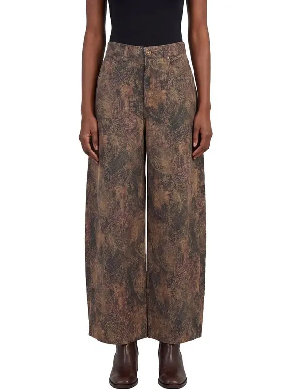Liu Jo High-waisted Wide Leg Jeans With Paisley Print - Brown