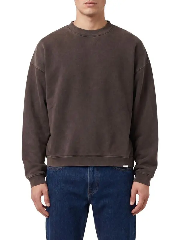 REPRESENT Crewneck Sweatshirt With Applied Logo And Dropped Shoulders - Brown