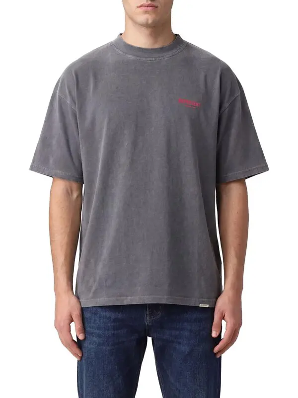 REPRESENT Crew Neck Cotton T-shirt With Contrast Logo - Grey
