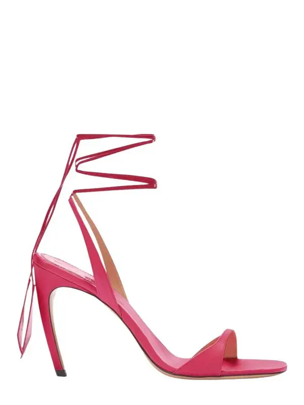 Attico Ora Leather Mule Sandals With Curved High Heel And Ankle Ties - Fuchsia