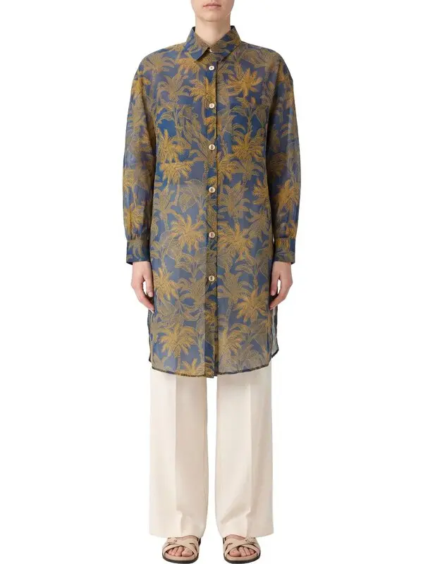 ERES Exotisme Relaxed Fit Tropical Print Cotton Shirt With Long Sleeves - Multicolor