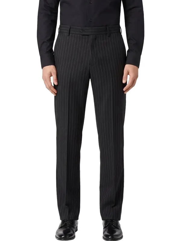 Philipp Plein Slim Fit Pinstripe Cotton Tailored Trousers - Grey